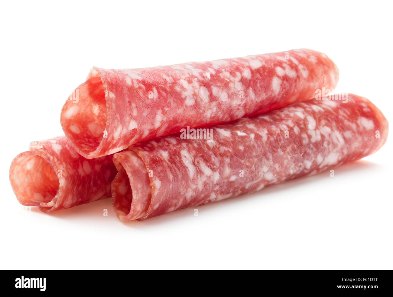 Salami sausage slices isolated on white background cutout Stock Photo - Alamy