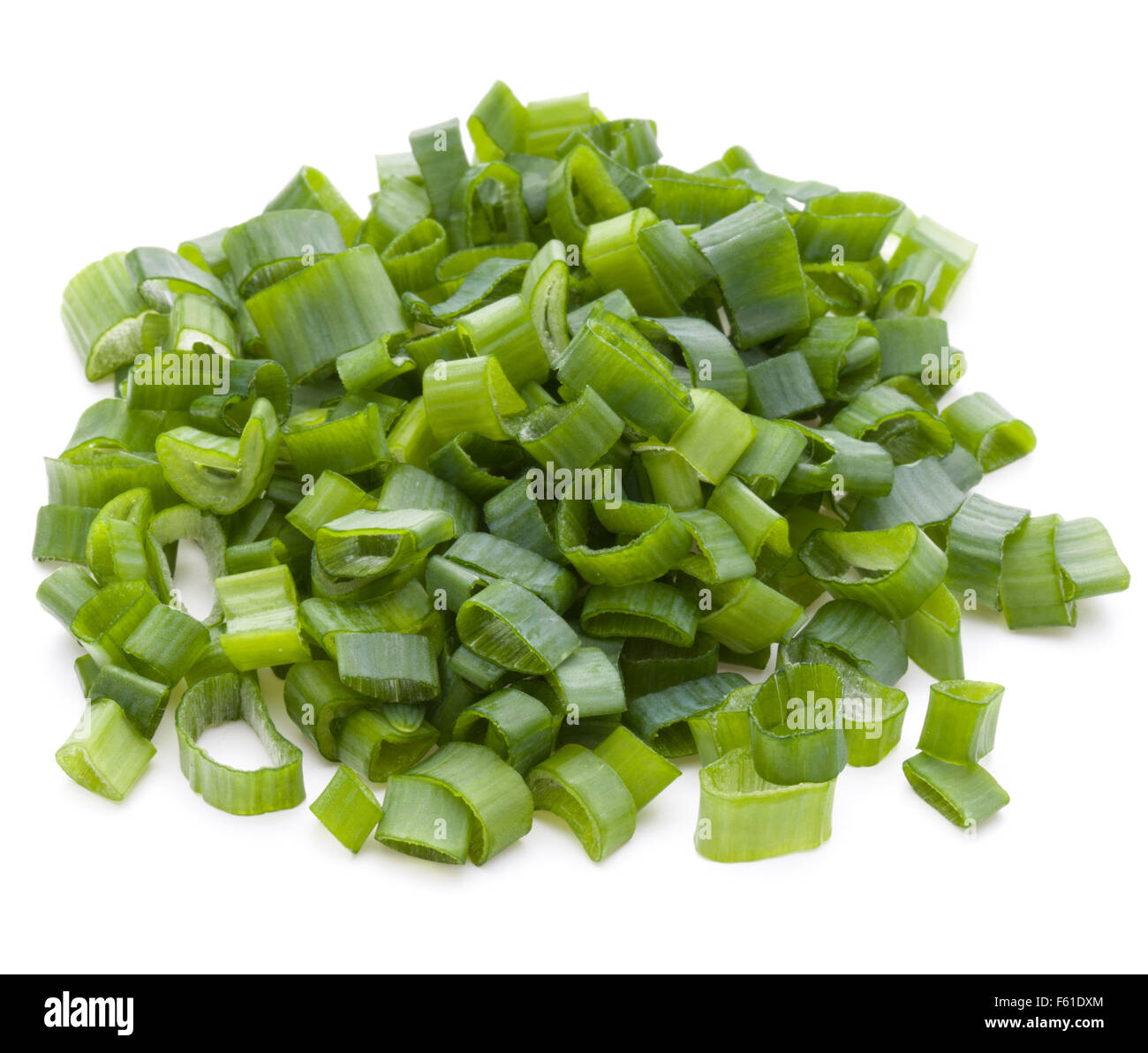 chopped spring onion or scallion isolated on white background cutout ...