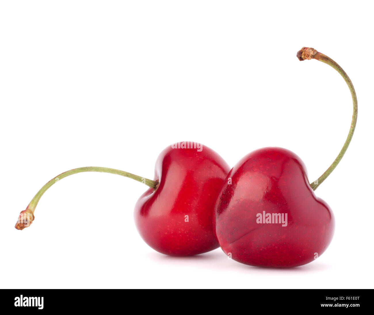 Two heart shaped cherry berries isolated on white background cutout ...