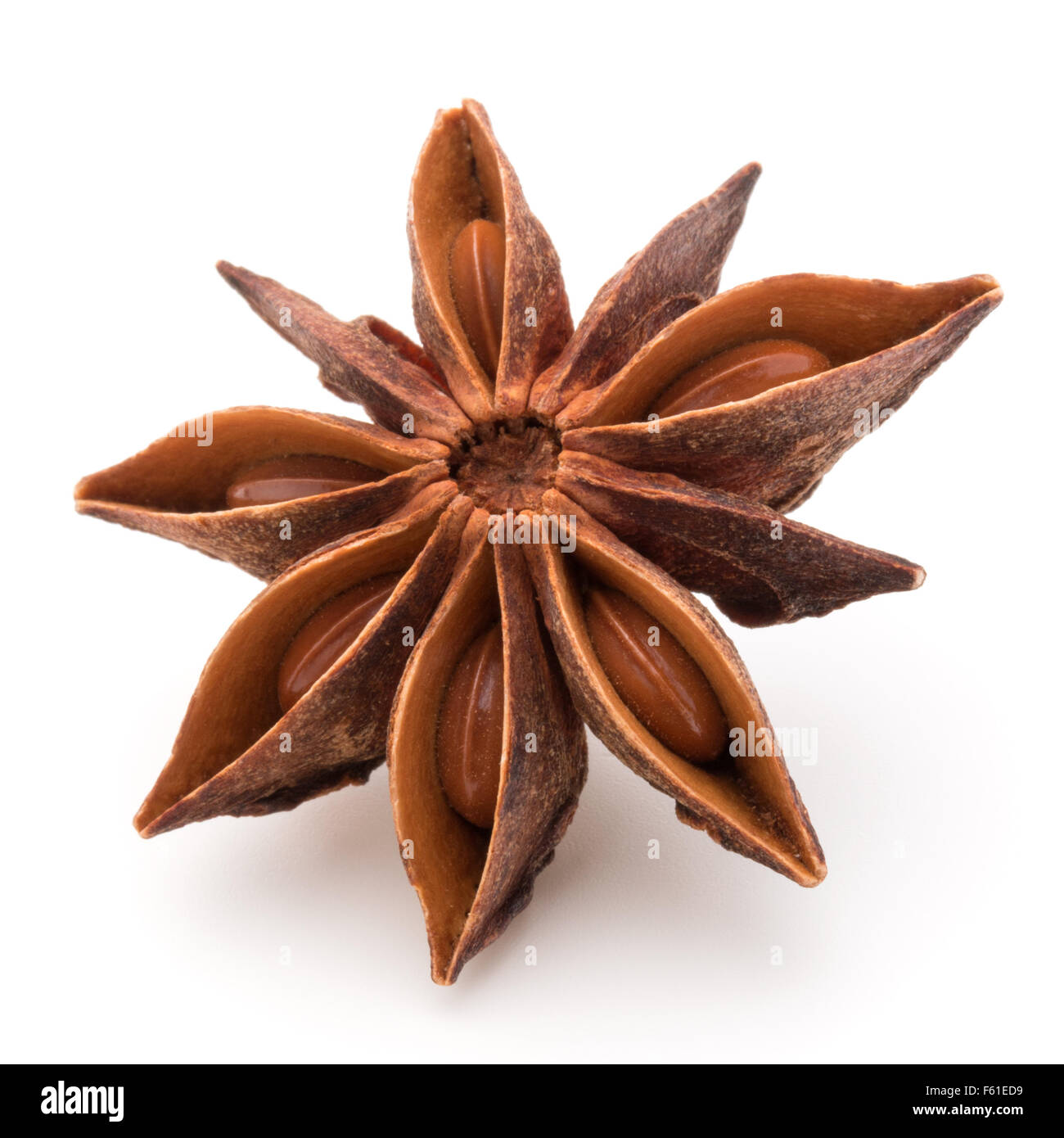 Star anise spice fruit and seeds isolated on white background closeup ...