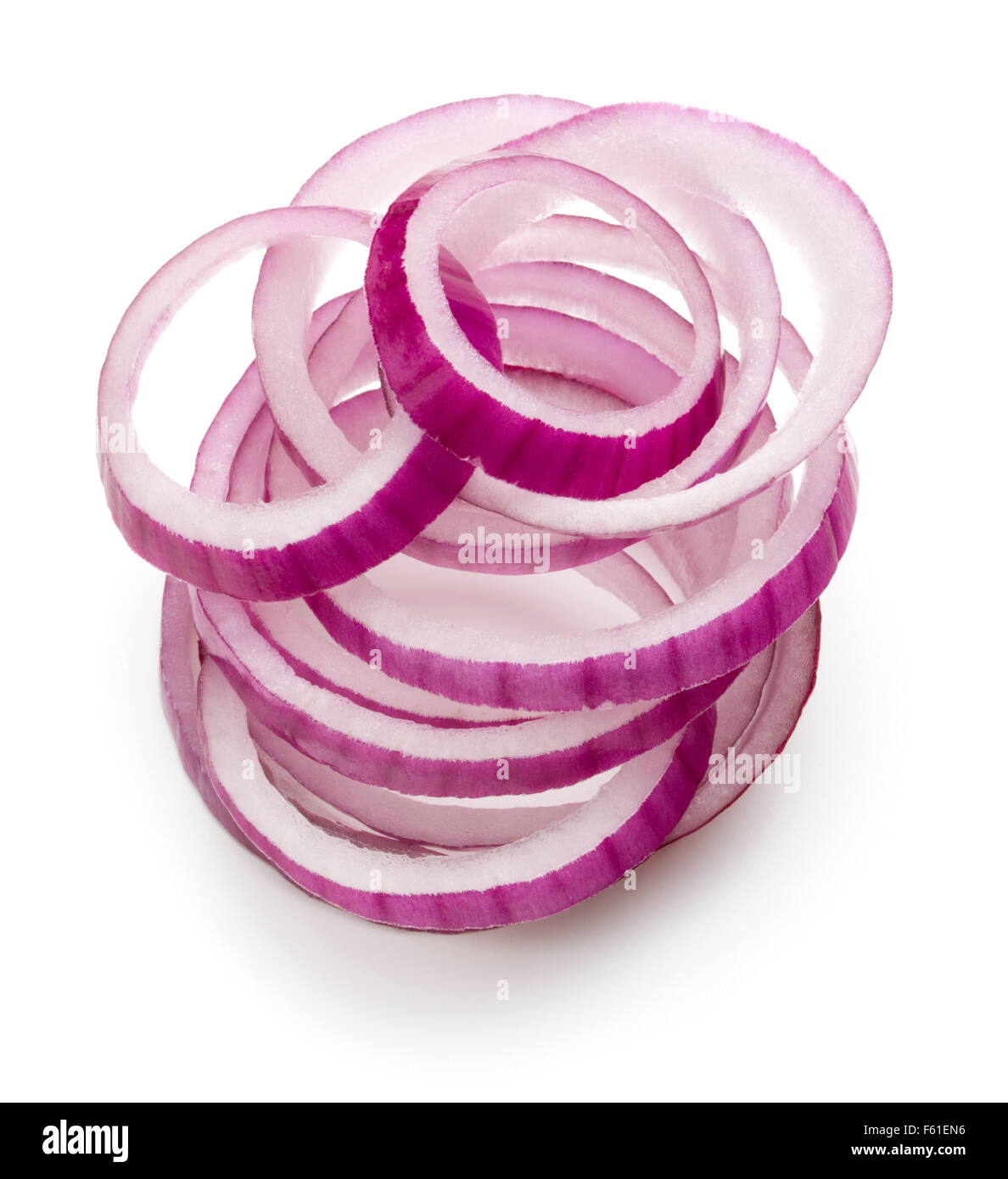 Sliced red onion rings isolated on white background cutout Stock Photo ...