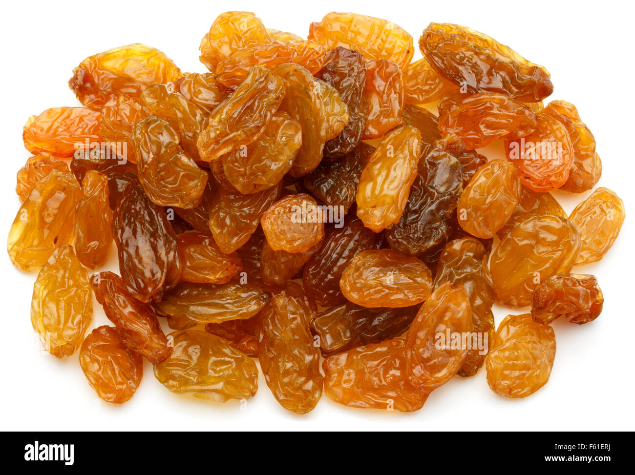 Yellow sultanas raisins isolated on white background cutout Stock Photo - Alamy