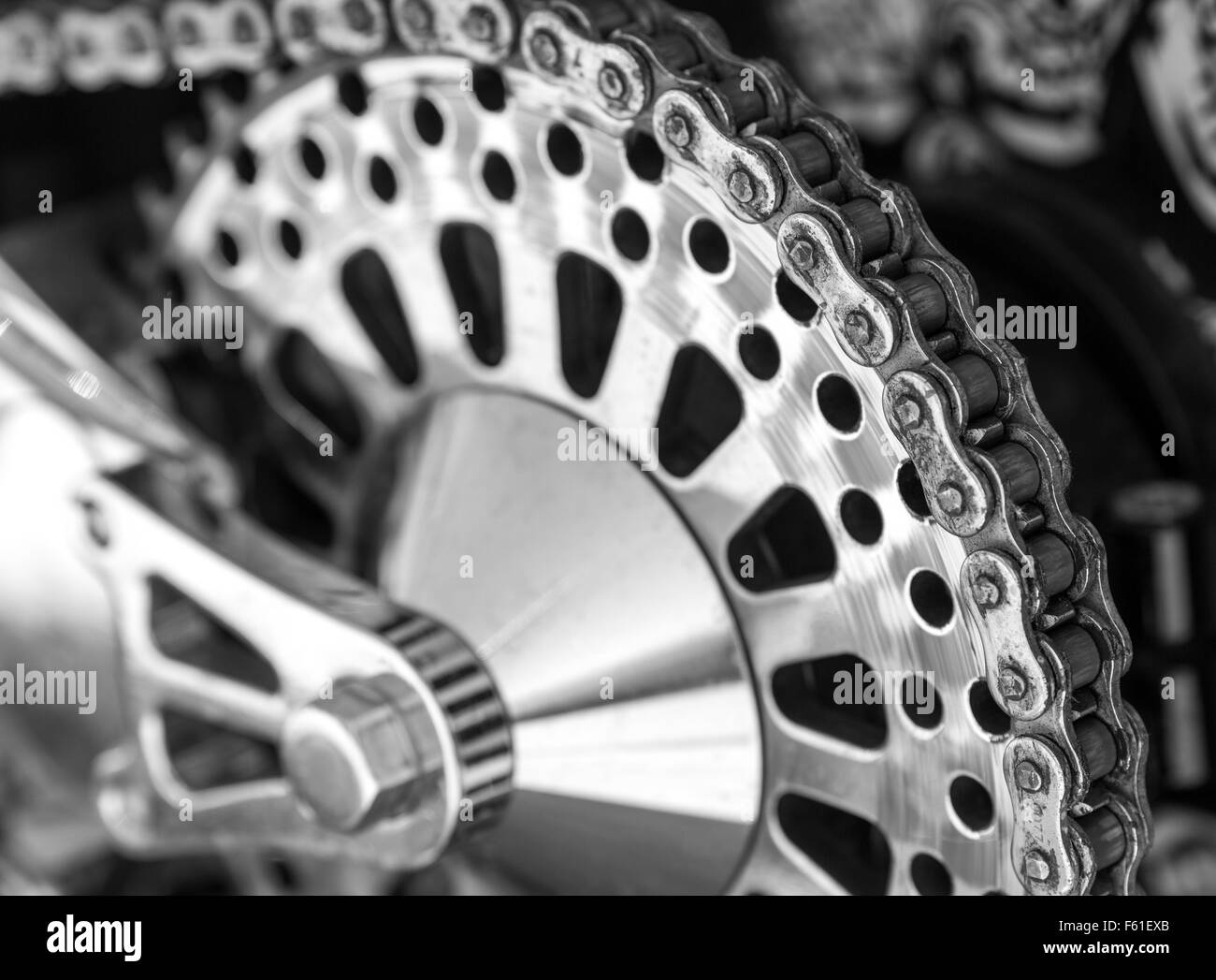 Detail of a motorcycle rear chain Stock Photo - Alamy