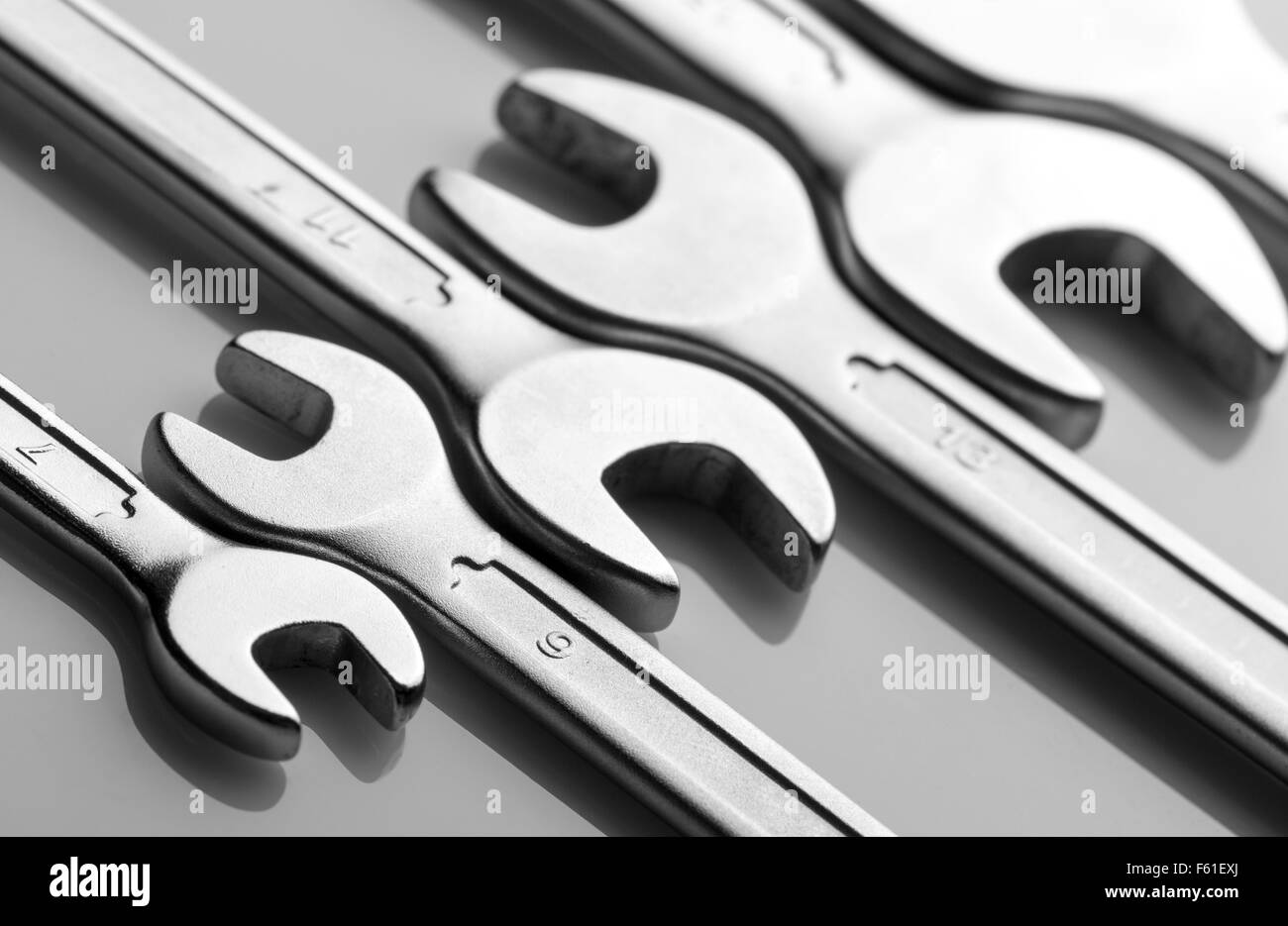 Set of open end wrenches Stock Photo - Alamy