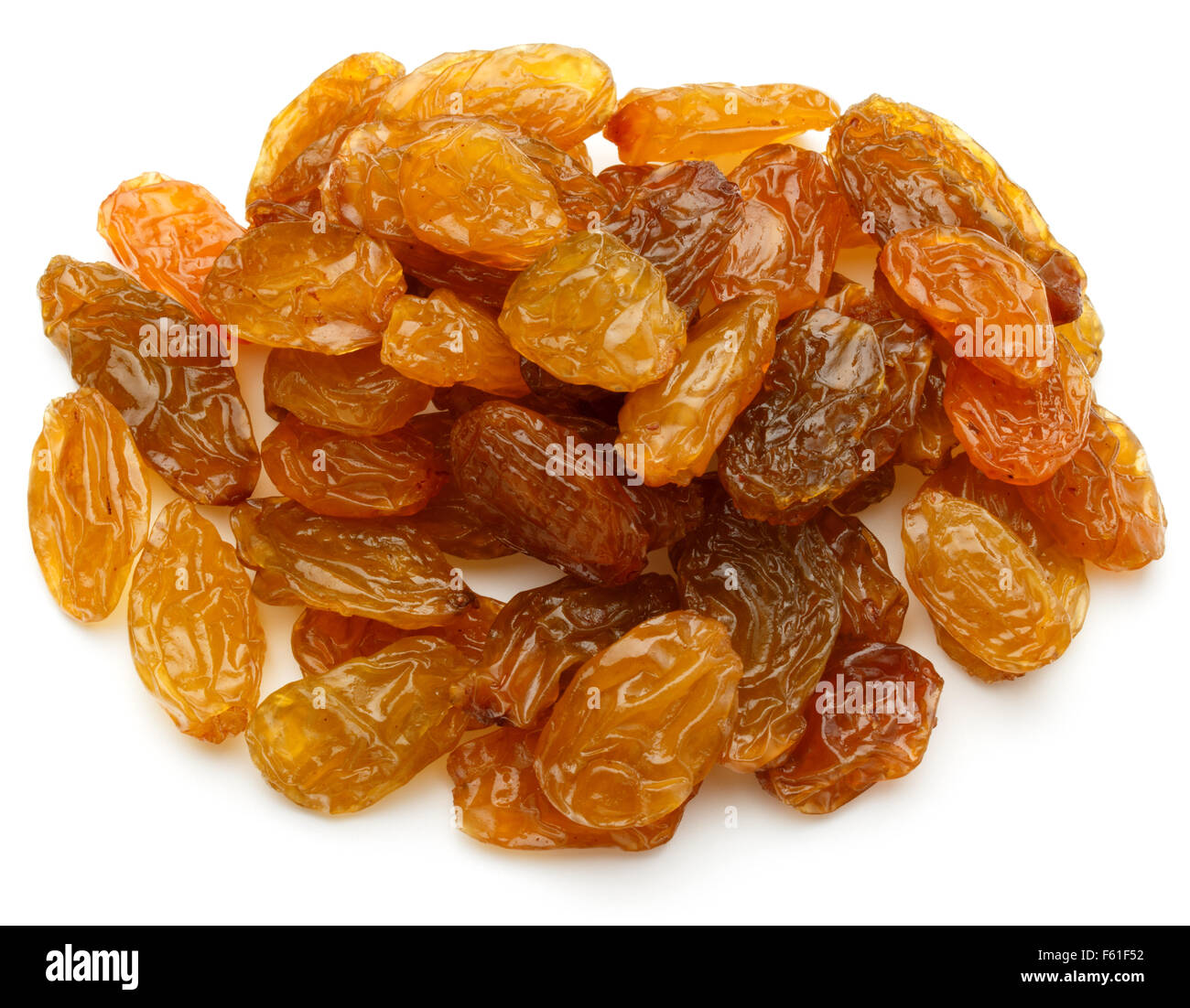 Yellow sultanas raisins isolated on white background cutout Stock Photo - Alamy