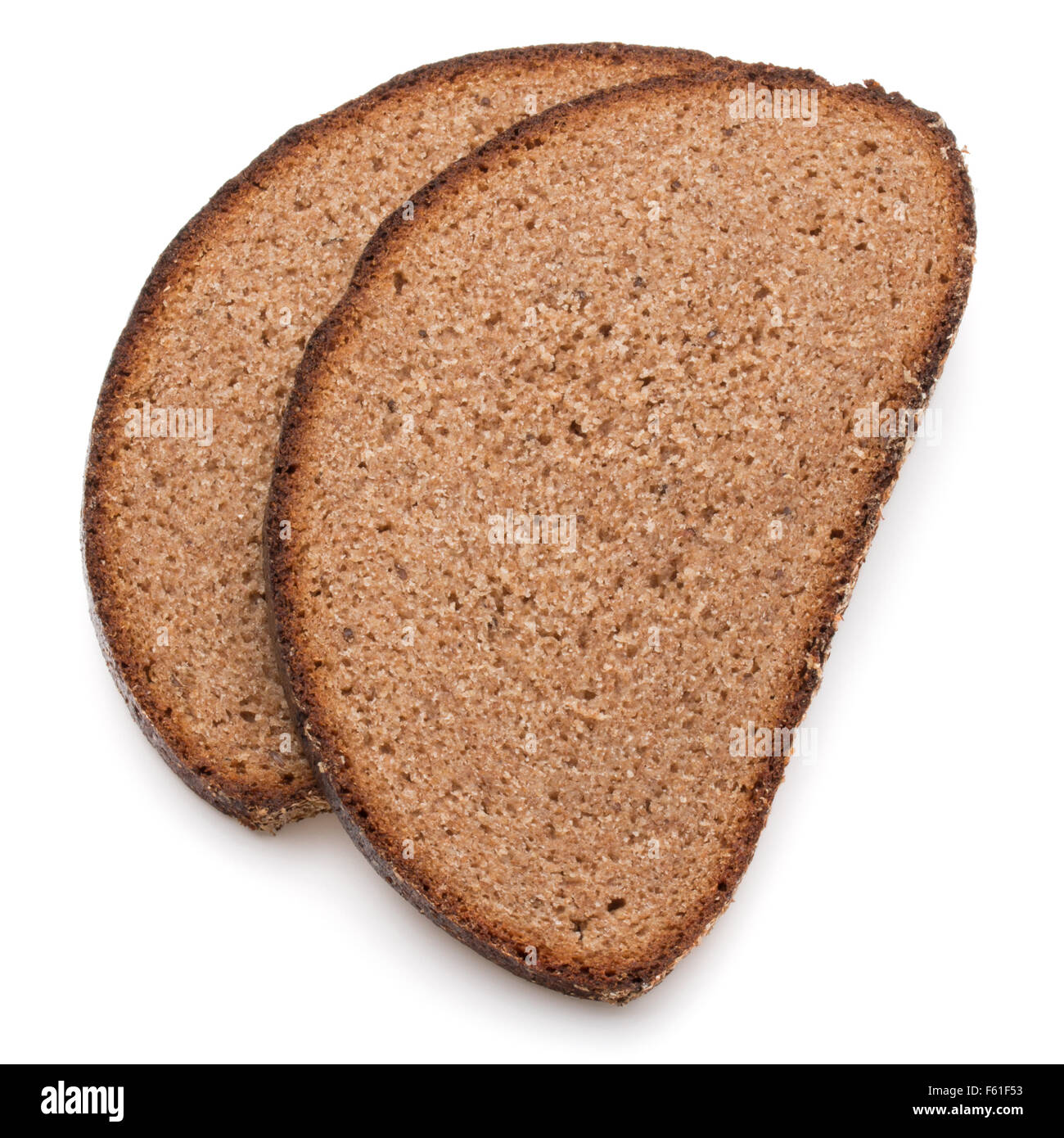 Slice of fresh rye bread isolated on white background cutout Stock ...