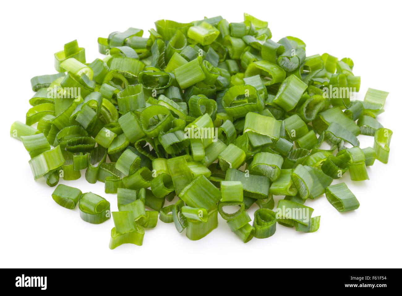 chopped spring onion or scallion isolated on white background cutout ...