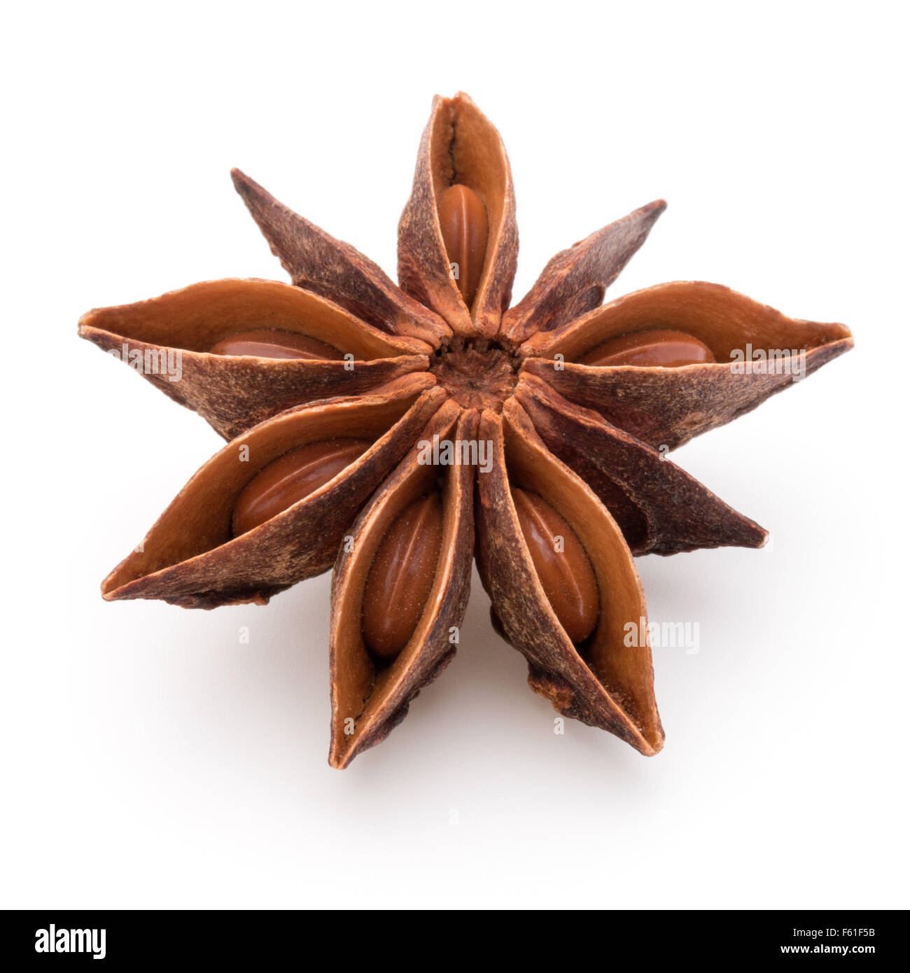 Star anise spice fruit and seeds isolated on white background closeup ...