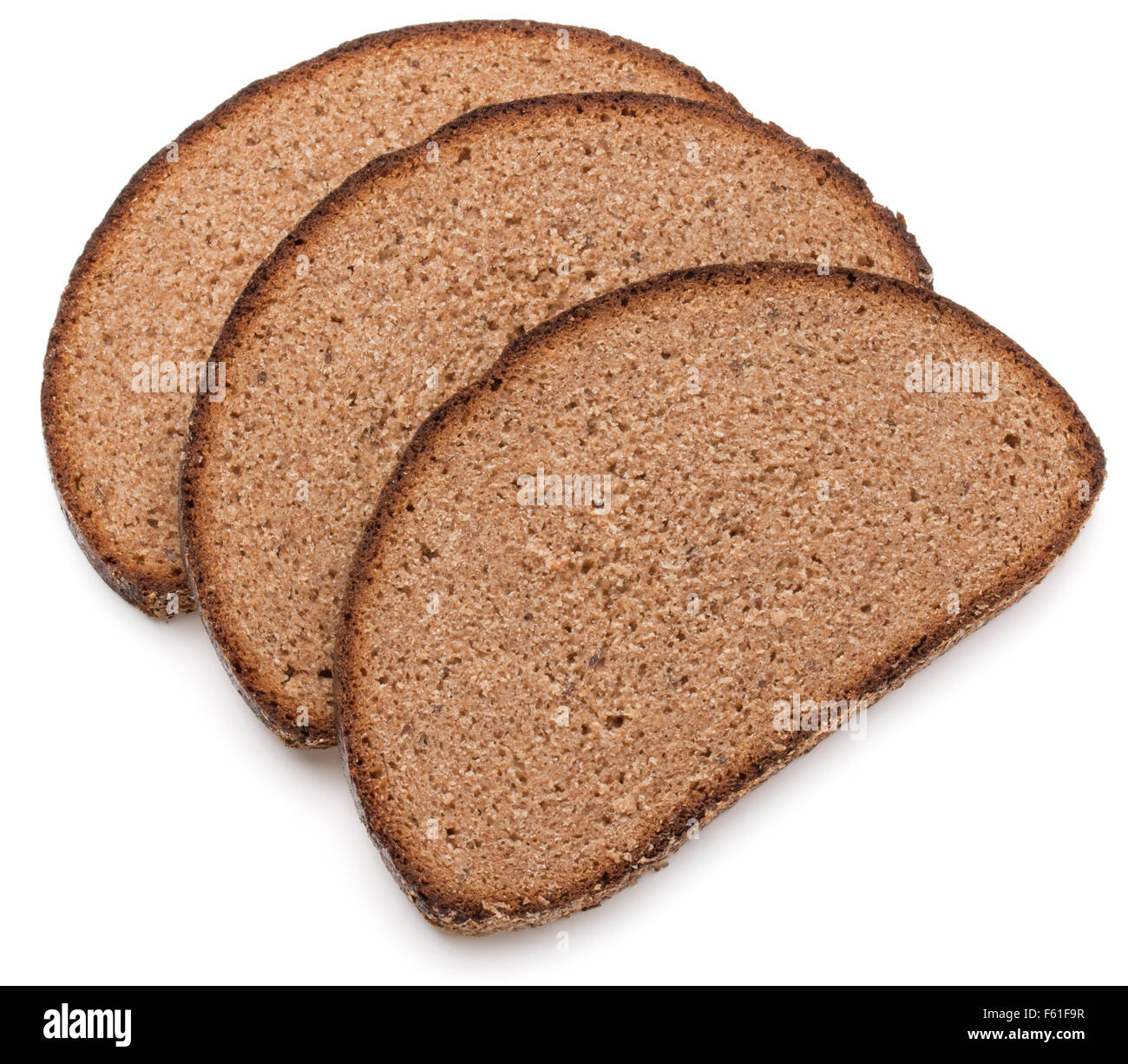 Slice of fresh rye bread isolated on white background cutout Stock ...