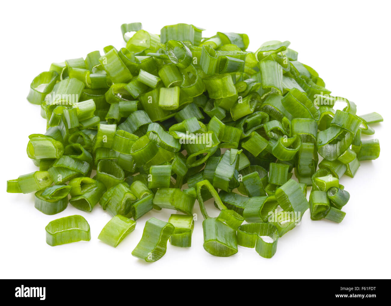 chopped spring onion or scallion isolated on white background cutout ...