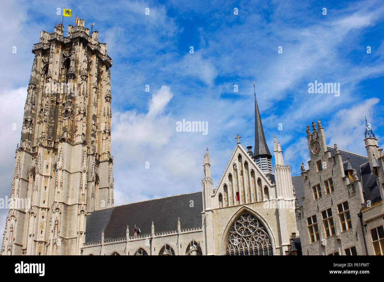 St Rombout Cathedral in the Grote Markt (Main Square), Mechelen ...