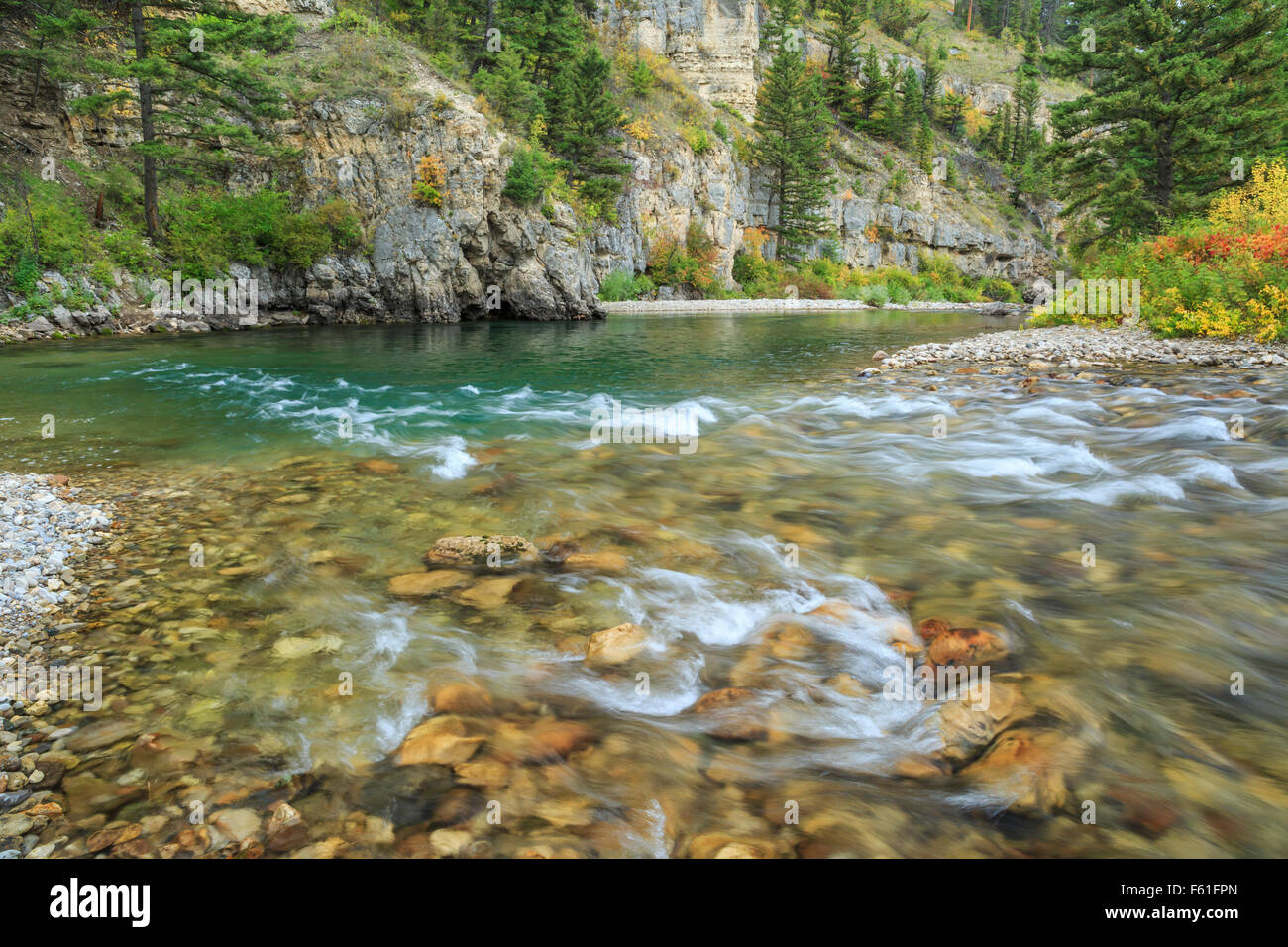 belt creek in sluice boxes state park in autumn near monarch, montana ...