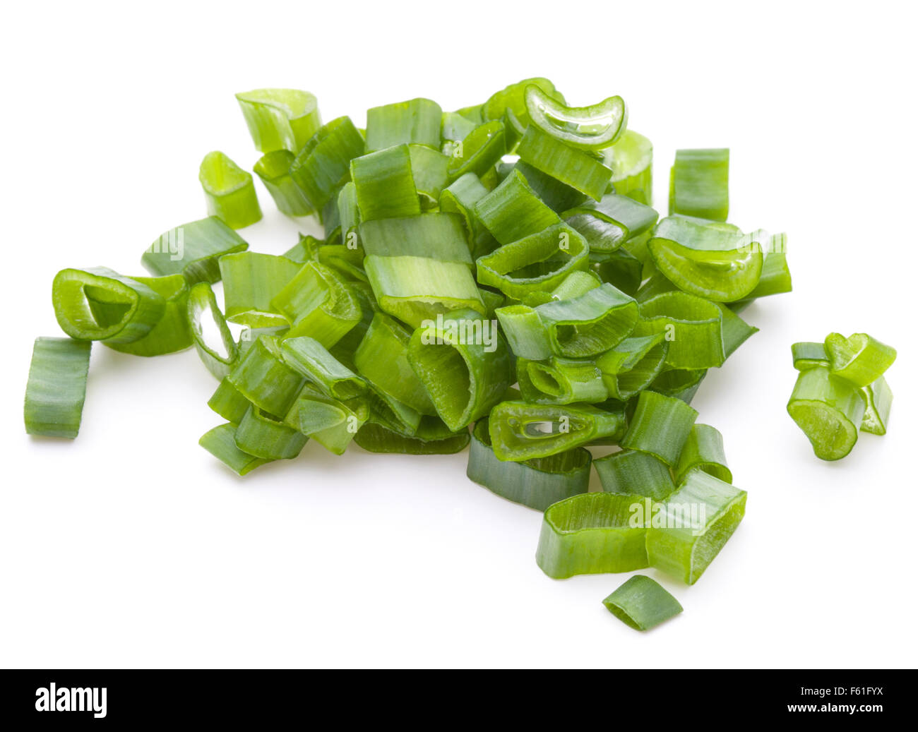chopped spring onion or scallion isolated on white background cutout ...