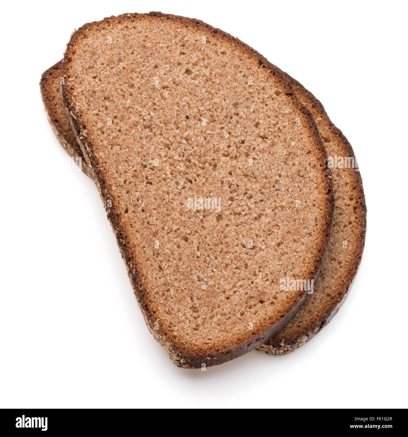 Slice of fresh rye bread isolated on white background cutout Stock ...