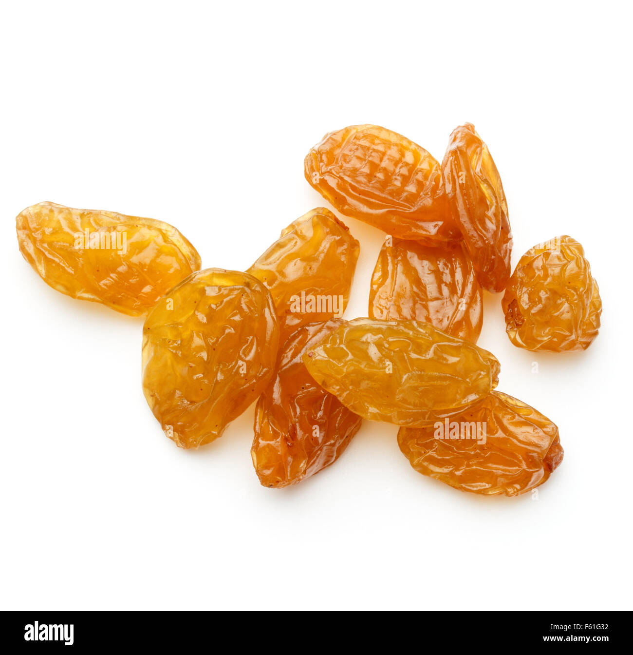 Yellow sultanas raisins isolated on white background cutout Stock Photo - Alamy