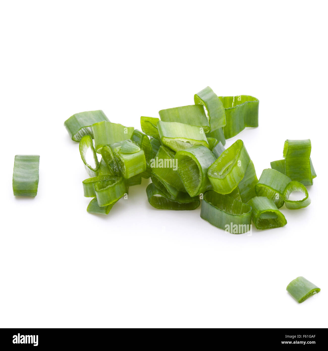chopped spring onion or scallion isolated on white background cutout ...