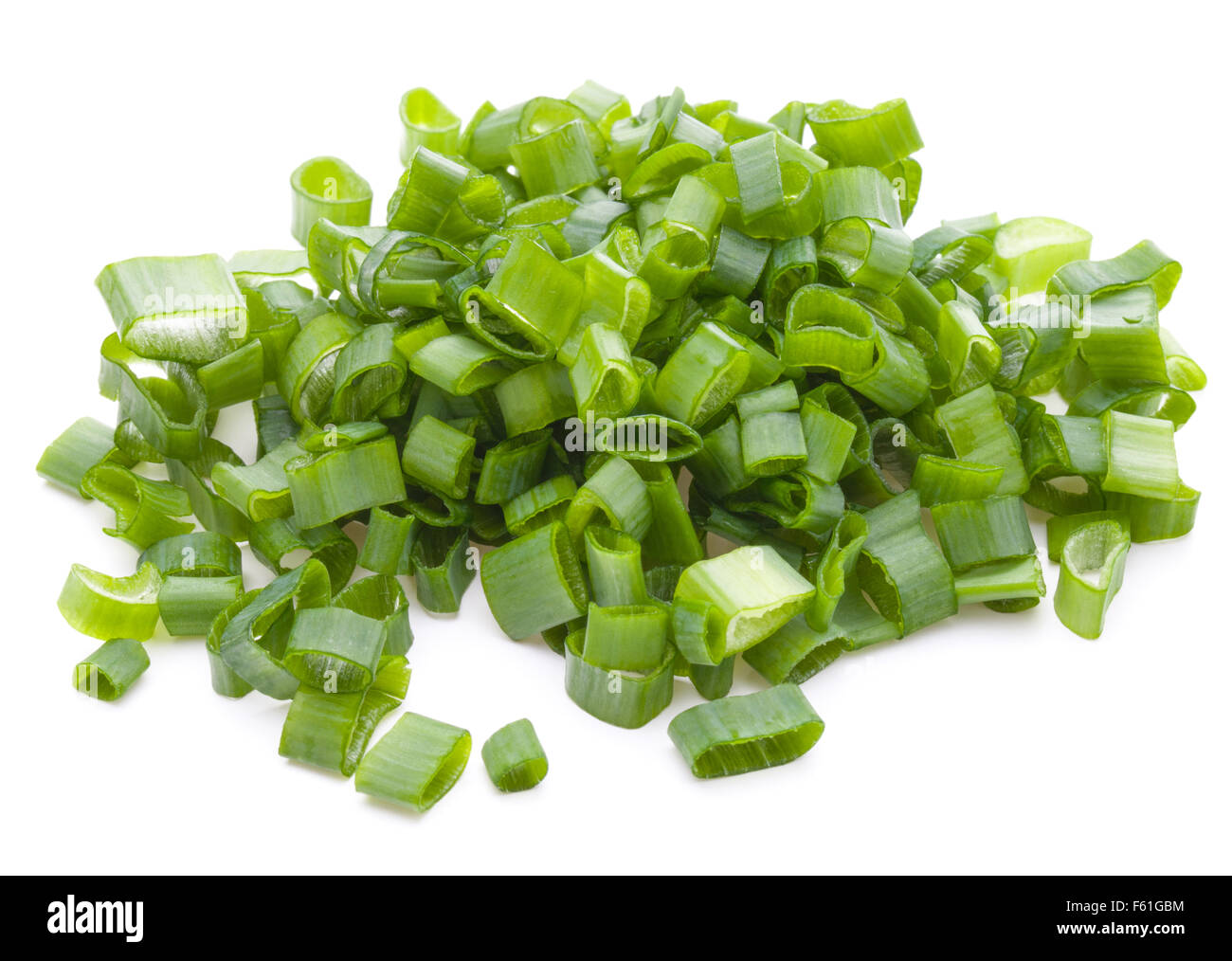 chopped spring onion or scallion isolated on white background cutout ...