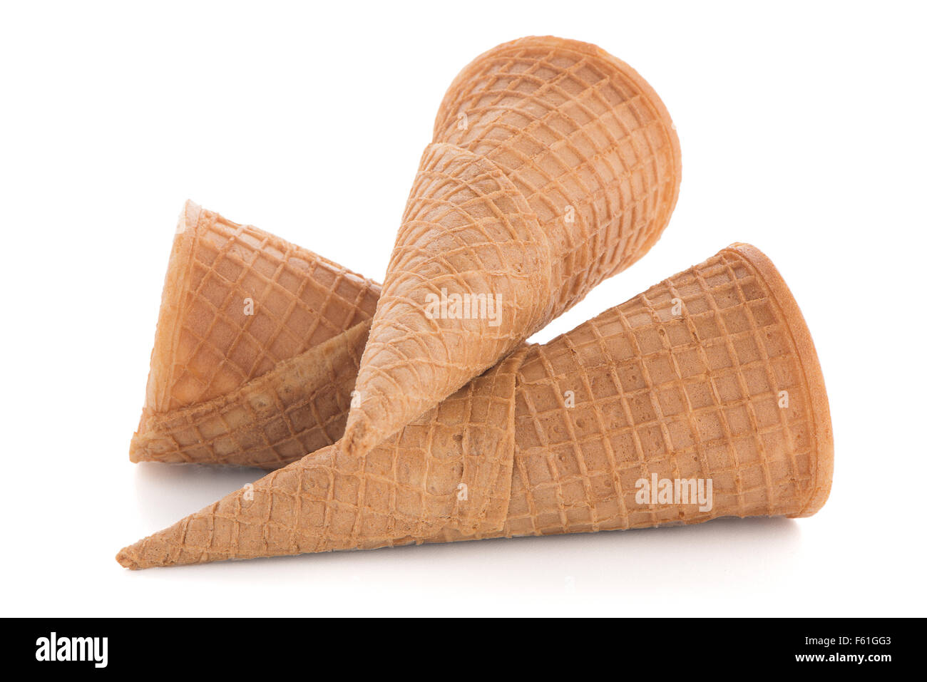 Wafer cones on white background Stock Photo - Alamy
