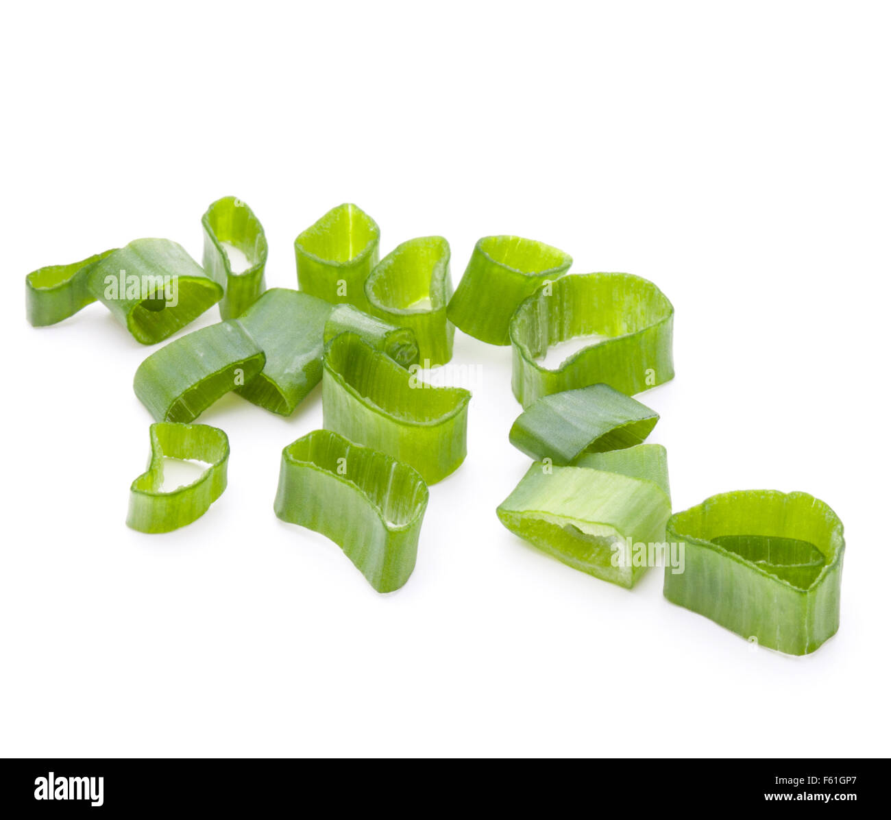 chopped spring onion or scallion isolated on white background cutout ...