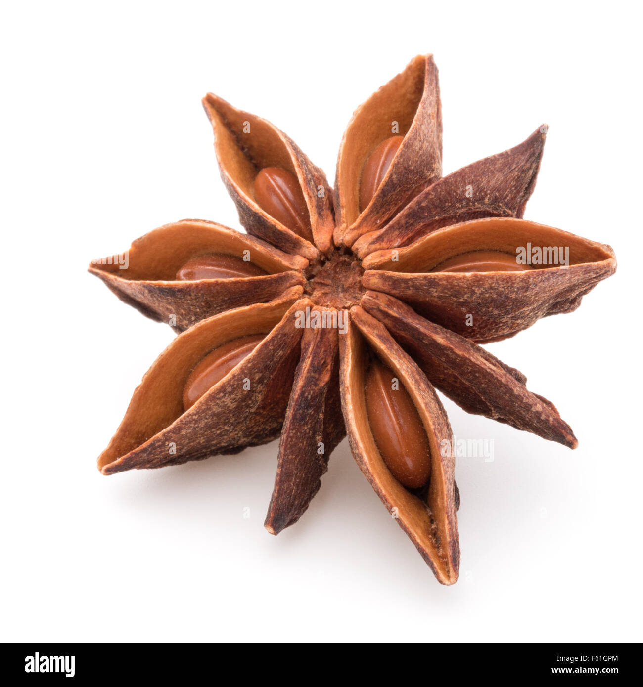Star anise spice fruit and seeds isolated on white background closeup ...