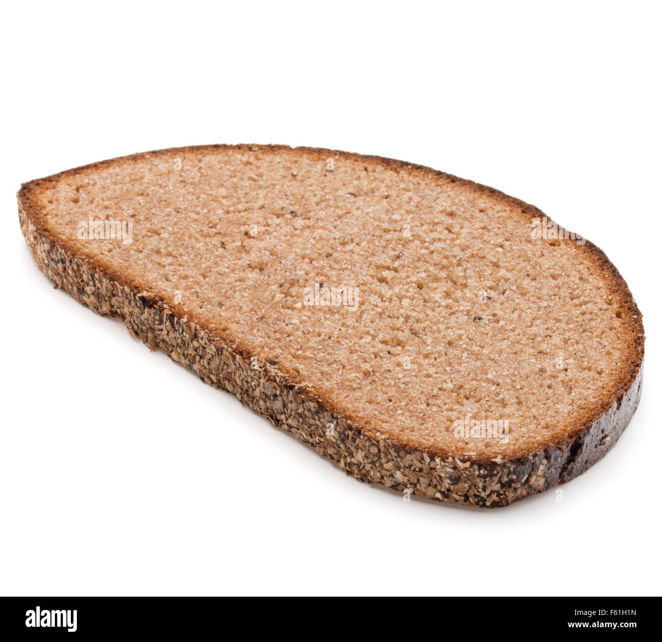 Slice of fresh rye bread isolated on white background cutout Stock ...