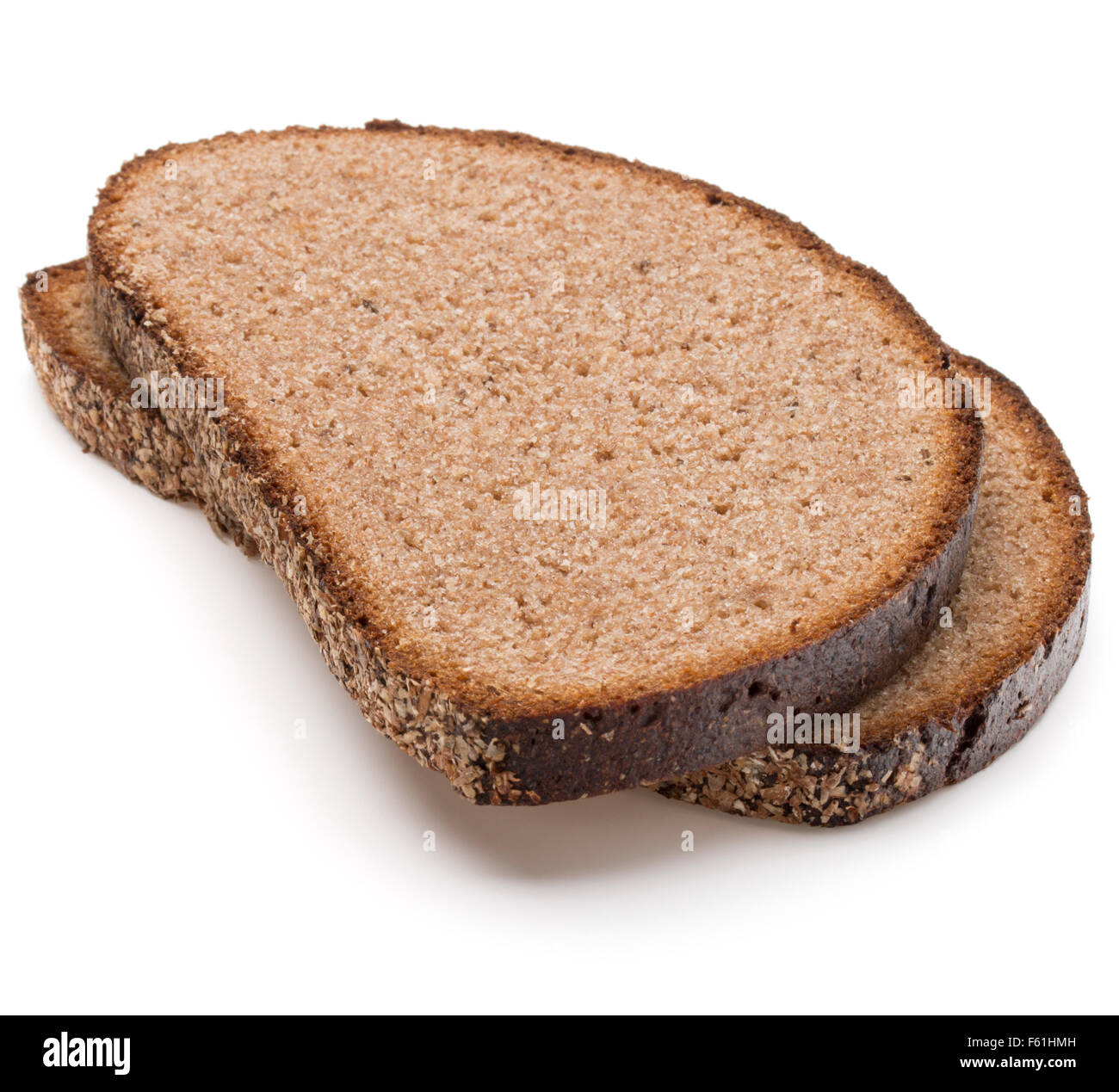 Slice of fresh rye bread isolated on white background cutout Stock ...