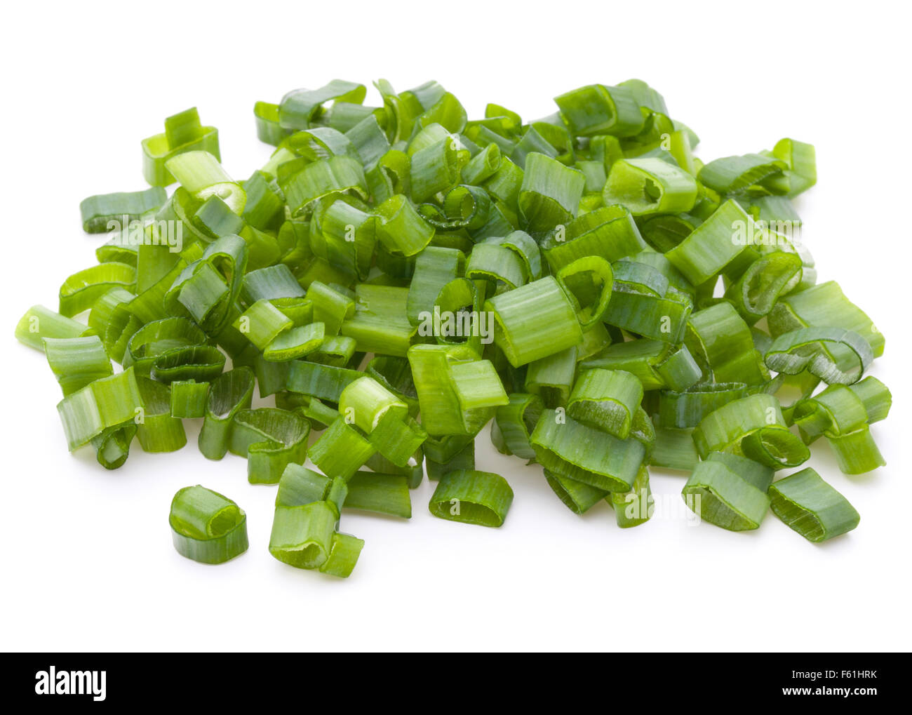 chopped spring onion or scallion isolated on white background cutout ...