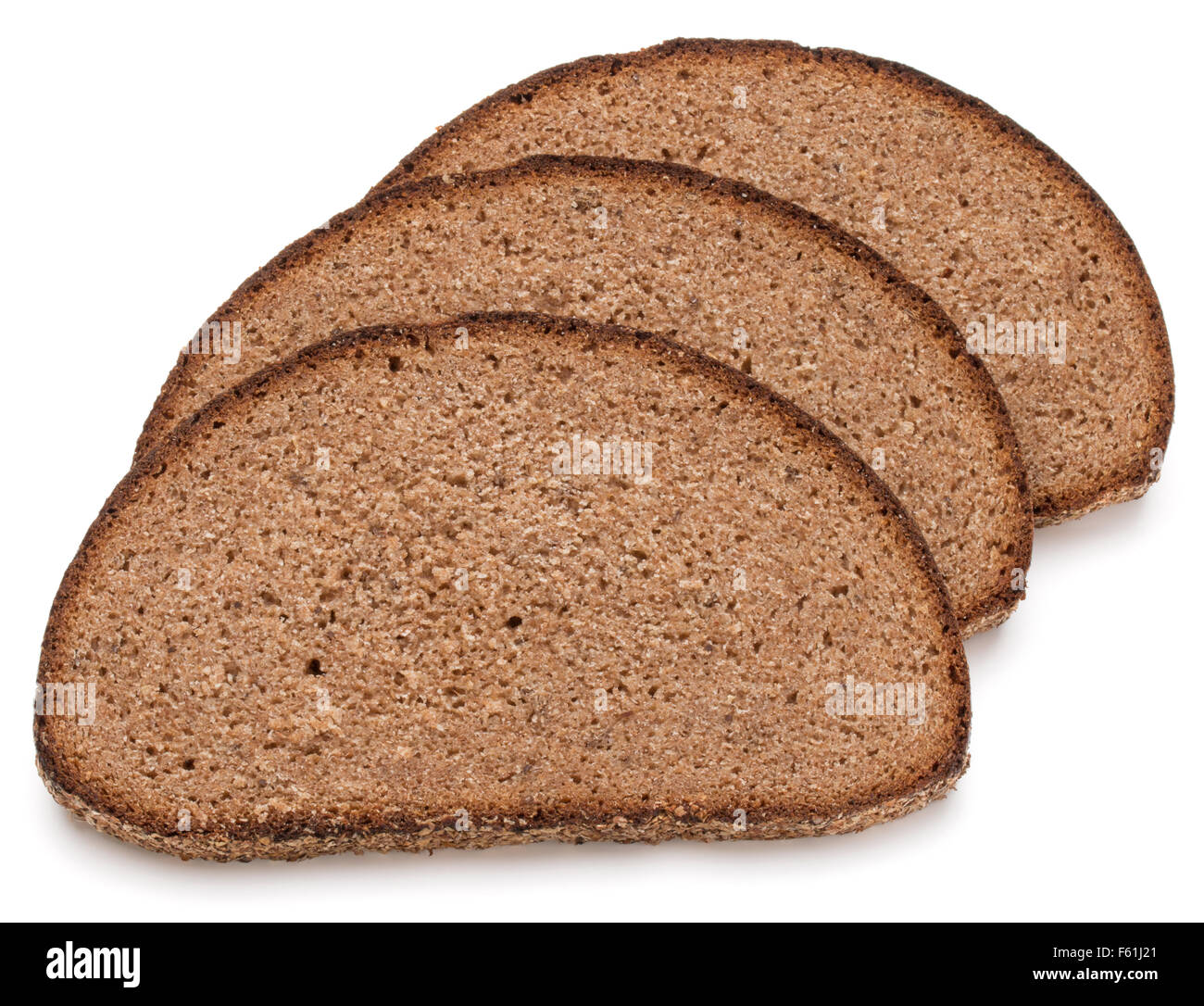 Slice of fresh rye bread isolated on white background cutout Stock ...
