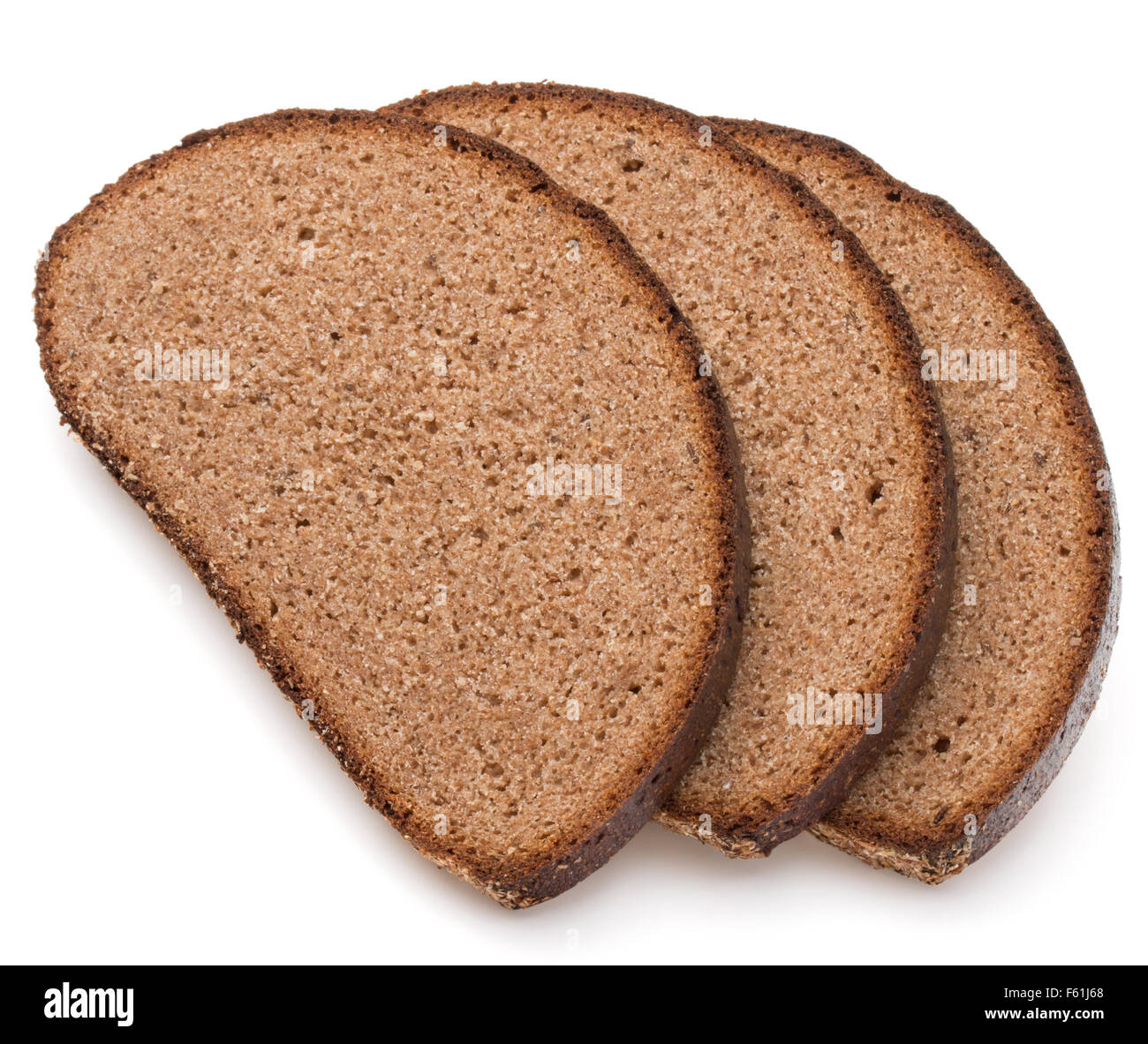 Slice of fresh rye bread isolated on white background cutout Stock ...