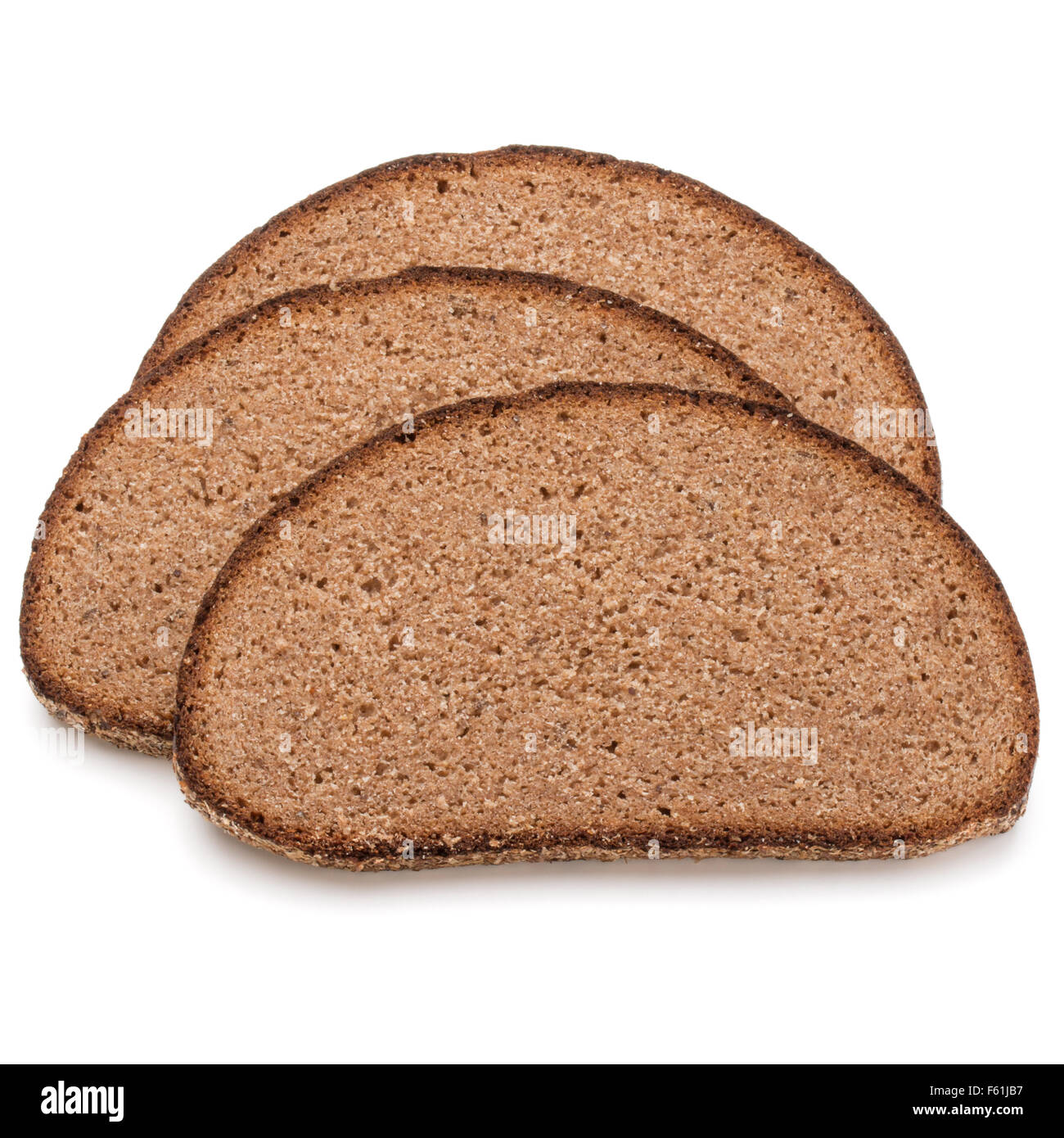 Slice of fresh rye bread isolated on white background cutout Stock ...
