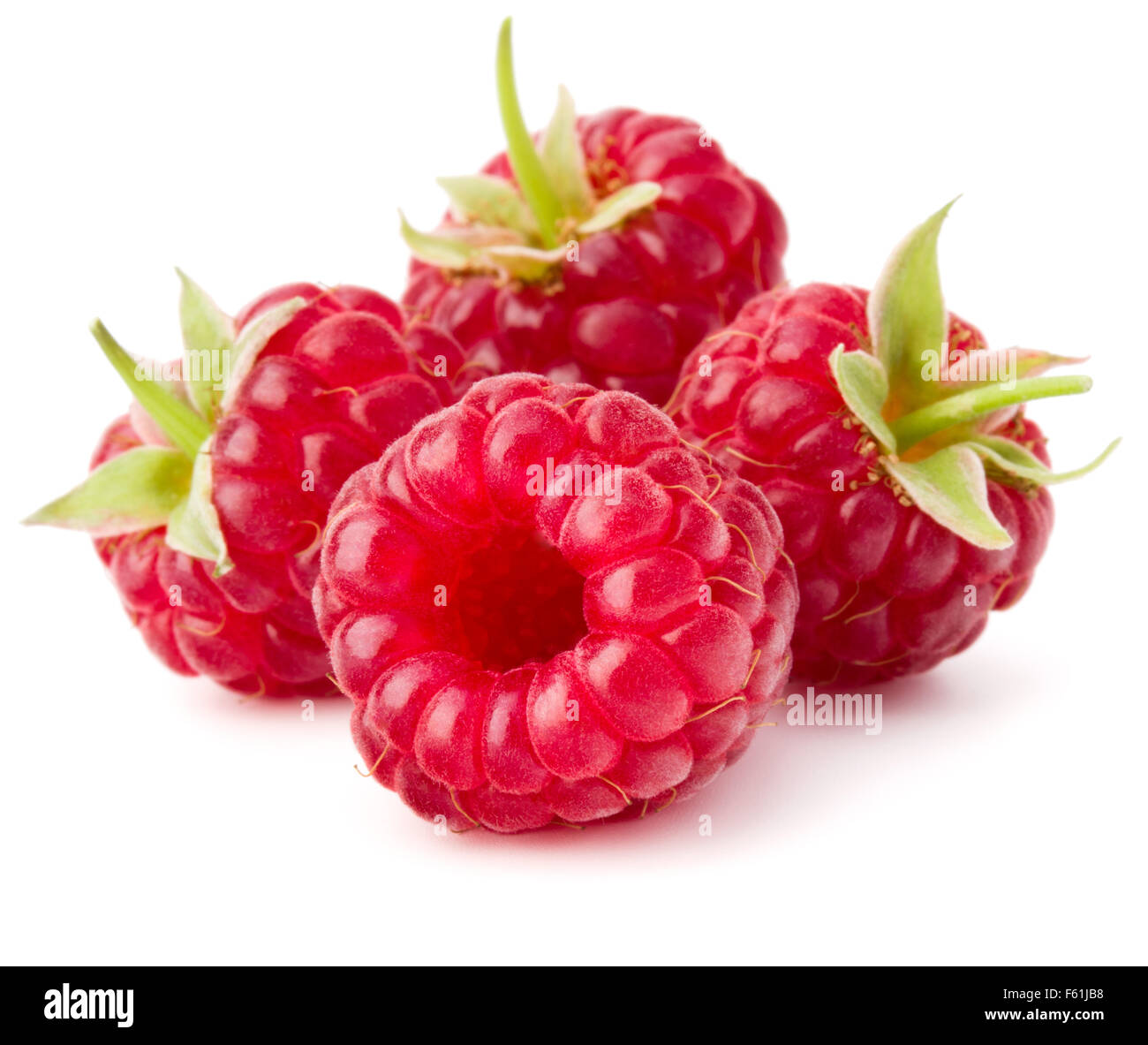 ripe raspberries isolated on white background close up Stock Photo - Alamy