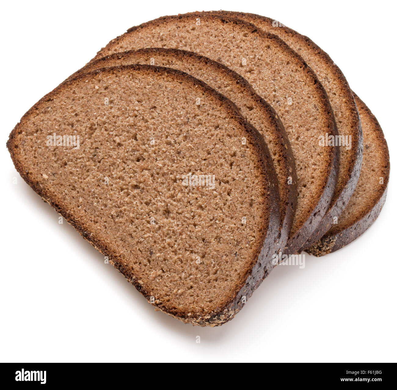 Slice of fresh rye bread isolated on white background cutout Stock ...