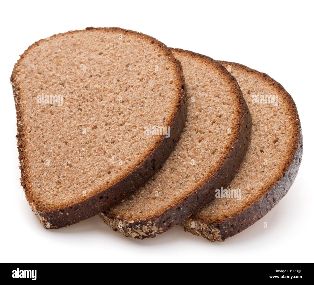 Slice of fresh rye bread isolated on white background cutout Stock ...