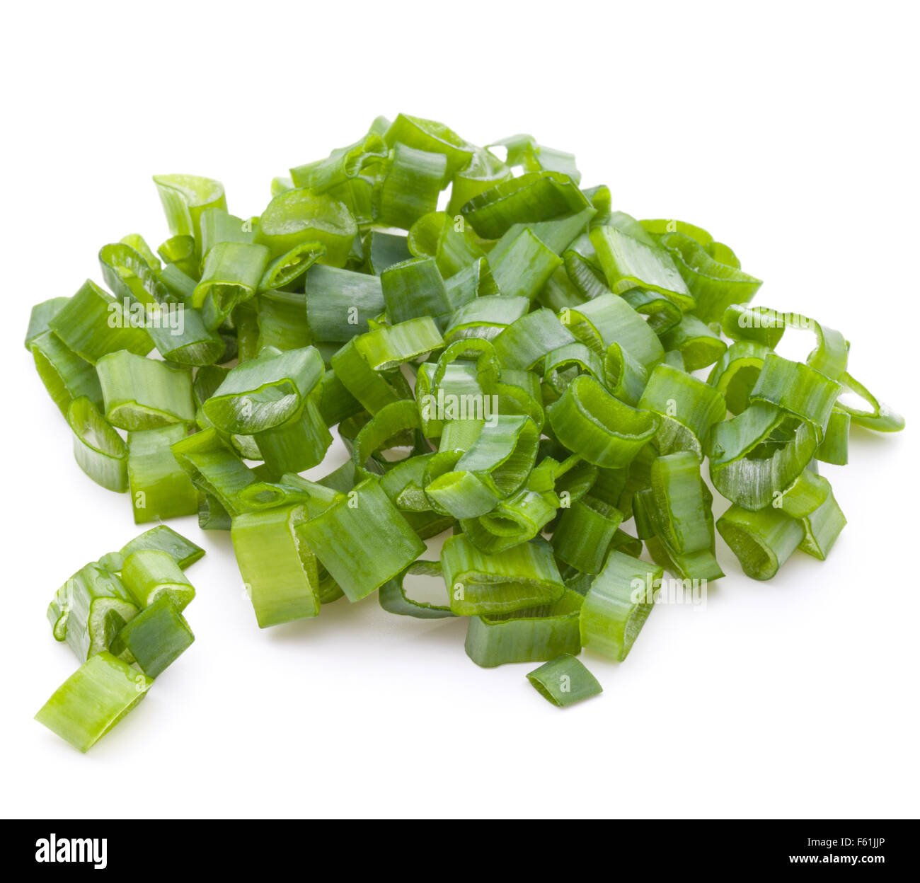 chopped spring onion or scallion isolated on white background cutout ...