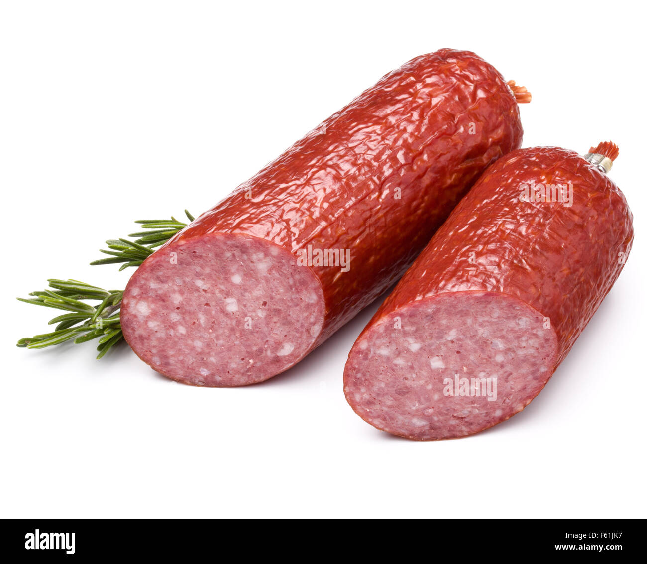 Smoked sausage salami isolated on white background cutout Stock Photo ...