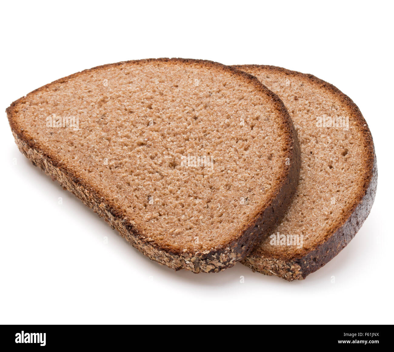 Slice of fresh rye bread isolated on white background cutout Stock ...