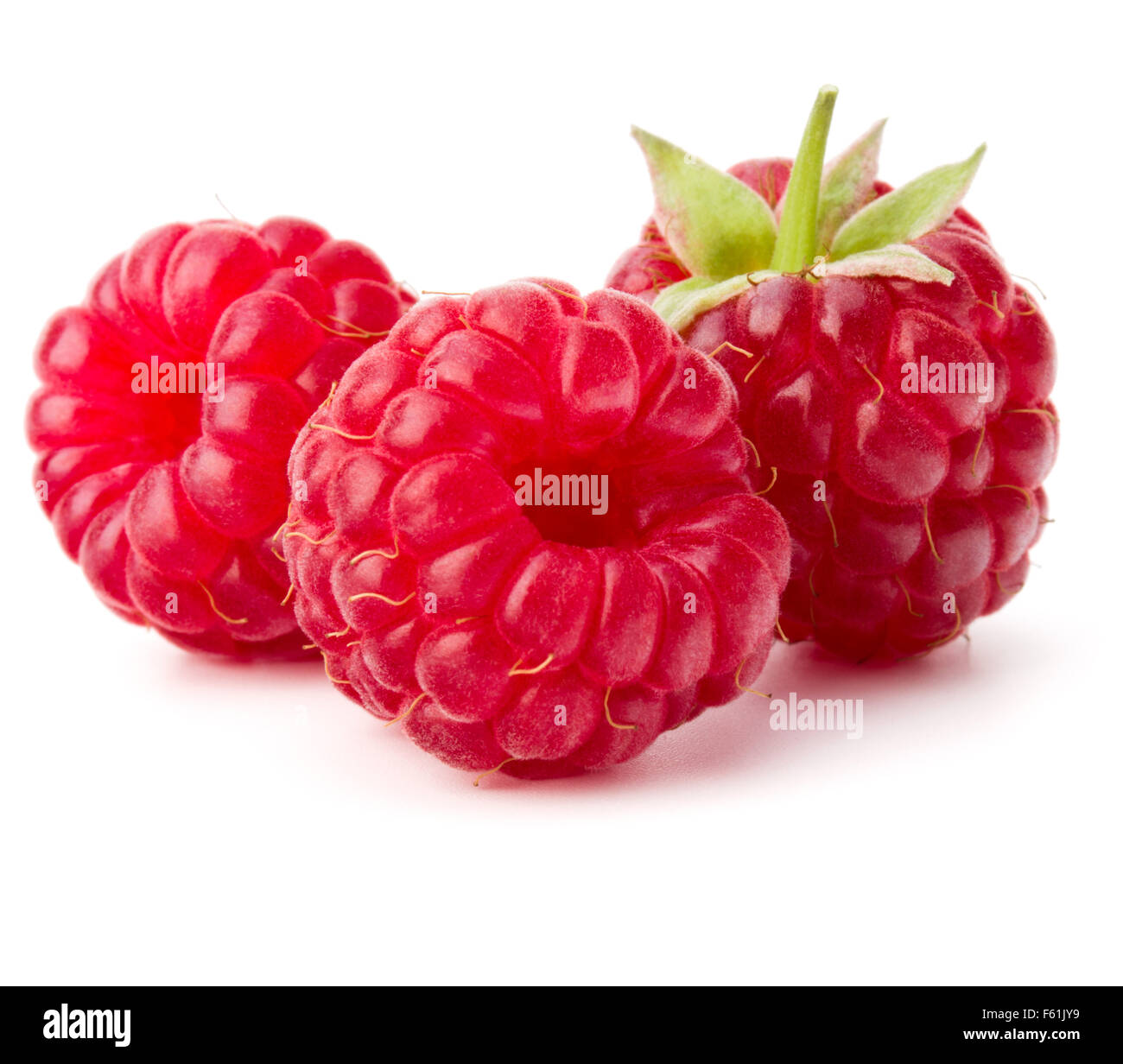 ripe raspberries isolated on white background close up Stock Photo - Alamy