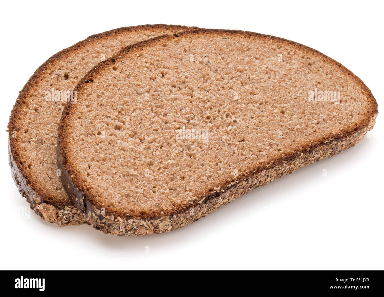 Slice of fresh rye bread isolated on white background cutout Stock ...