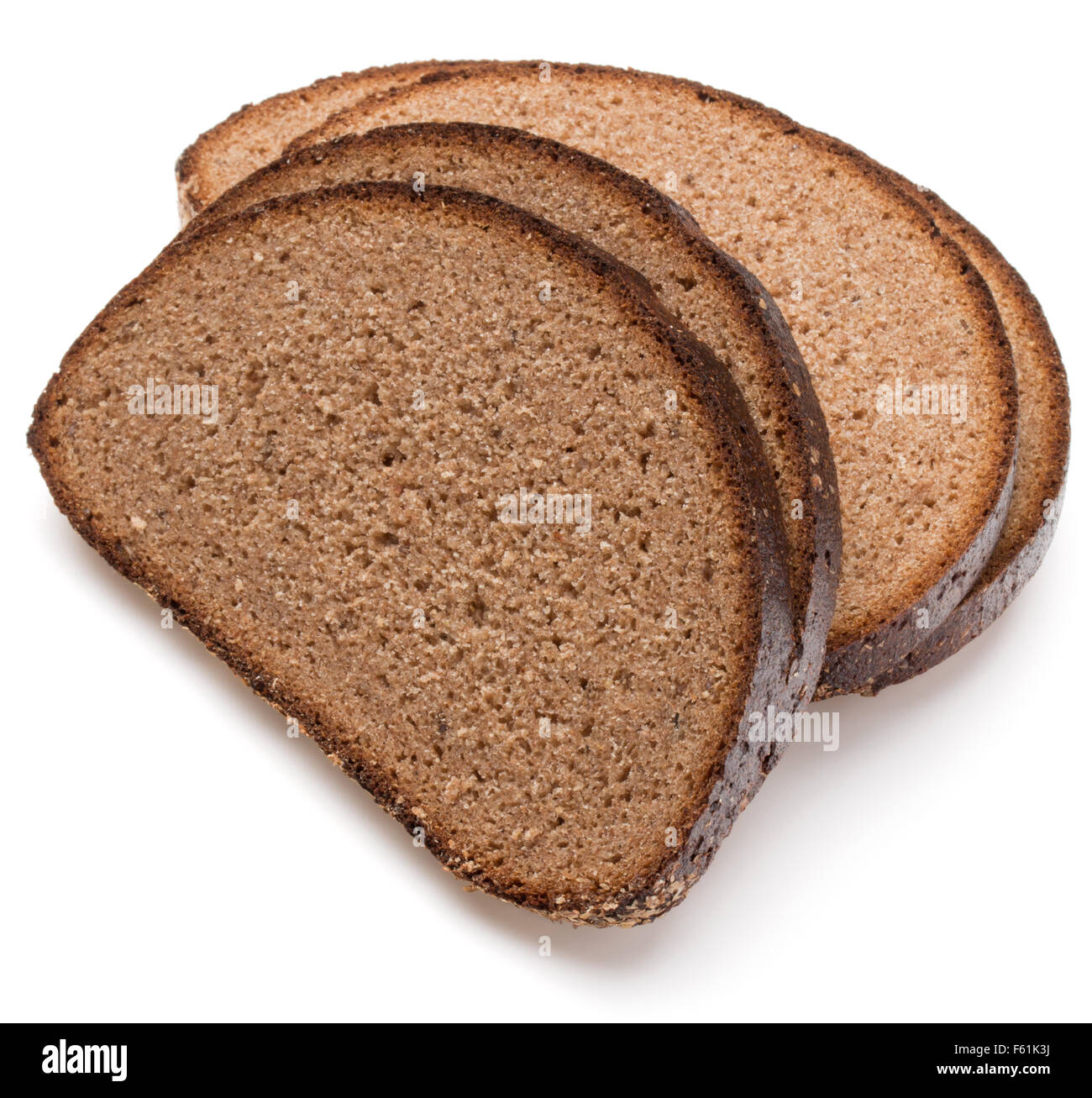 Slice of fresh rye bread isolated on white background cutout Stock ...
