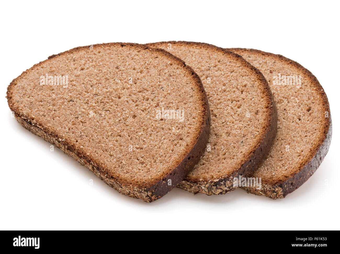 Slice of fresh rye bread isolated on white background cutout Stock ...
