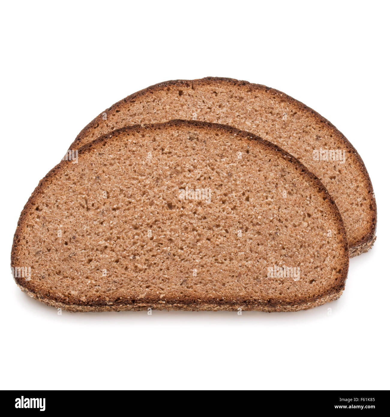Slice of fresh rye bread isolated on white background cutout Stock ...