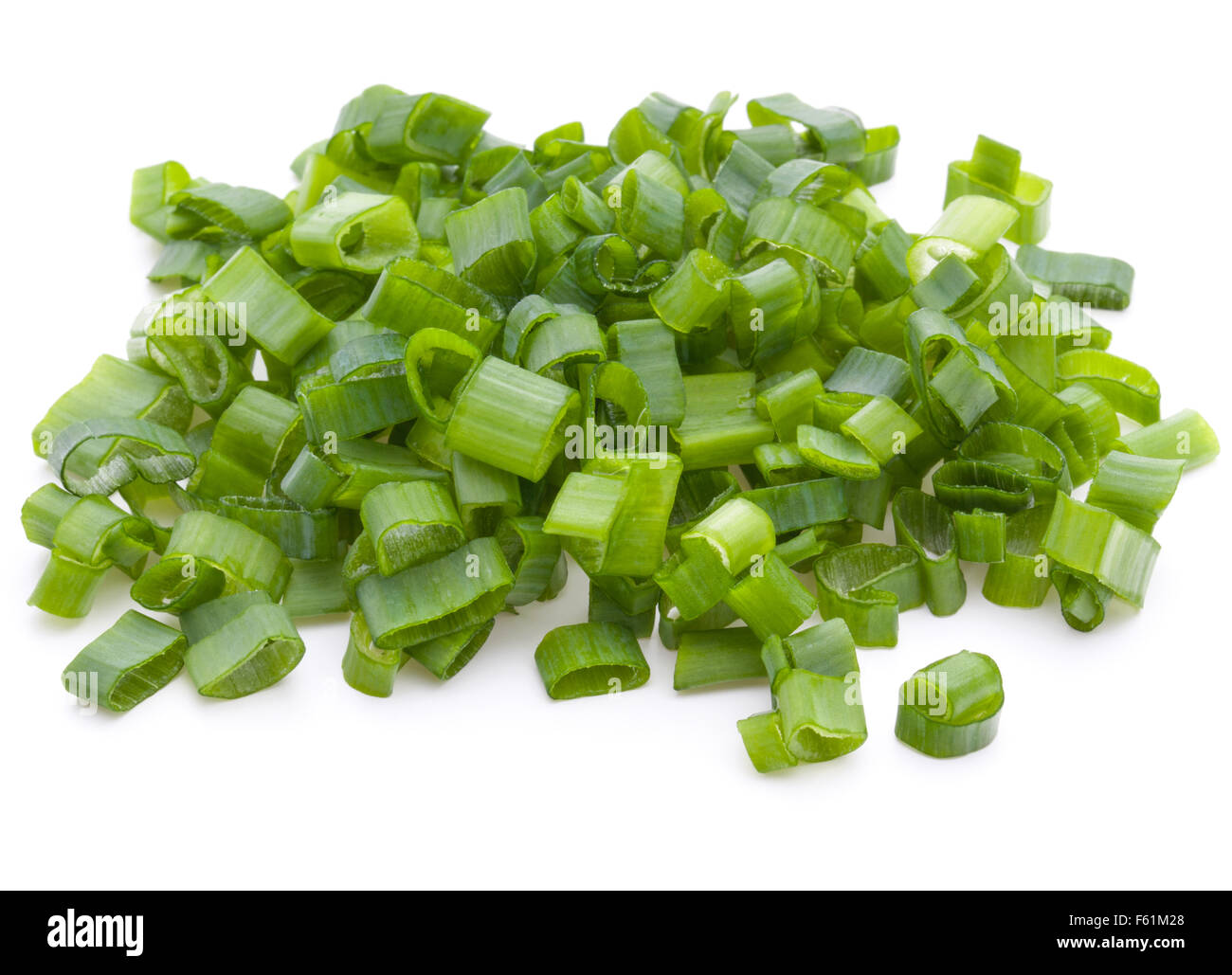 chopped spring onion or scallion isolated on white background cutout ...
