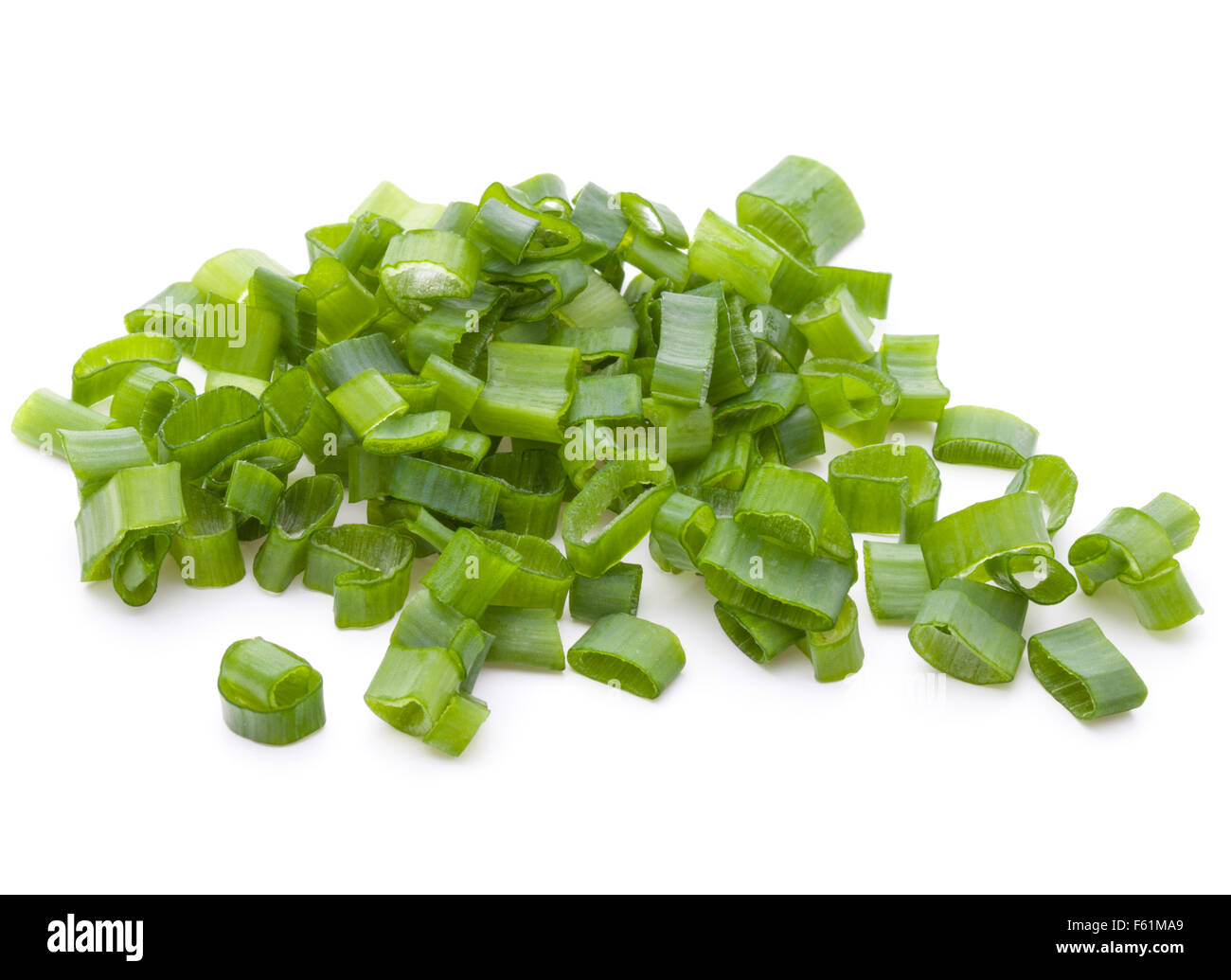 chopped spring onion or scallion isolated on white background cutout ...