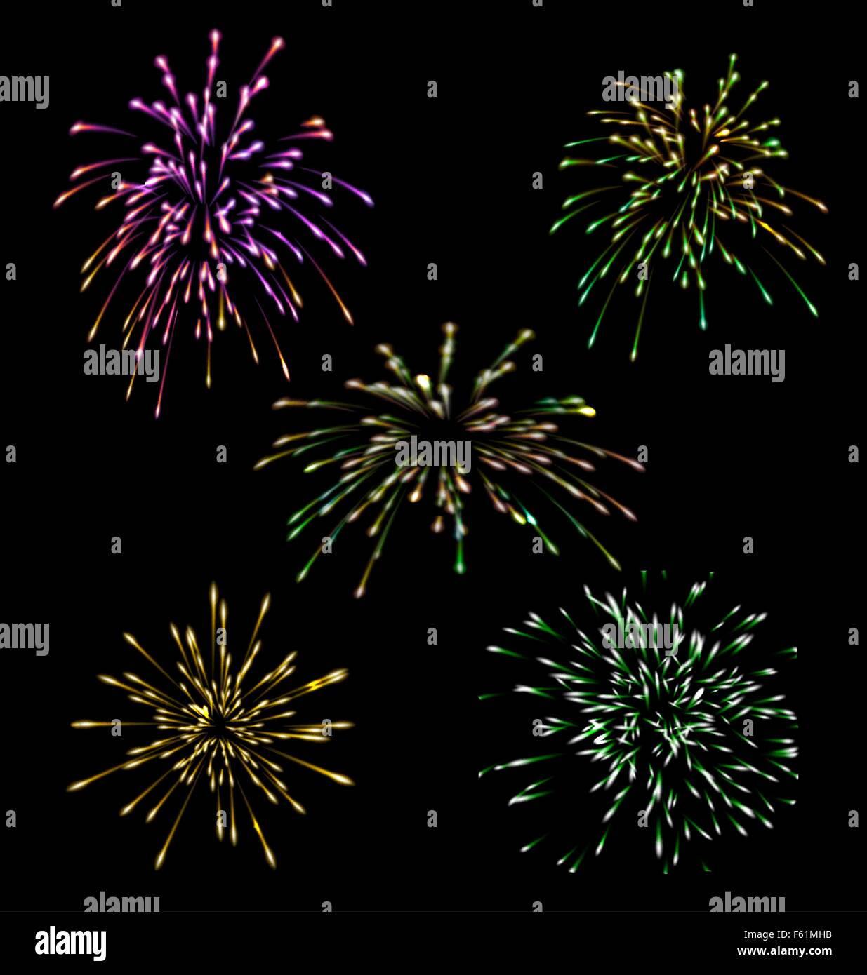 Collection five holiday Fireworks Stock Vector Image & Art - Alamy