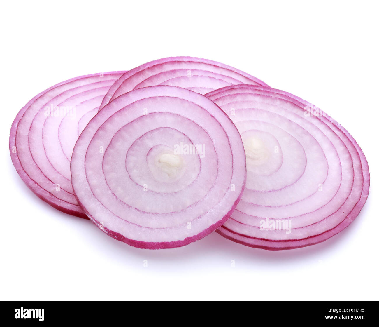 Sliced red onion rings isolated on white background cutout Stock Photo ...