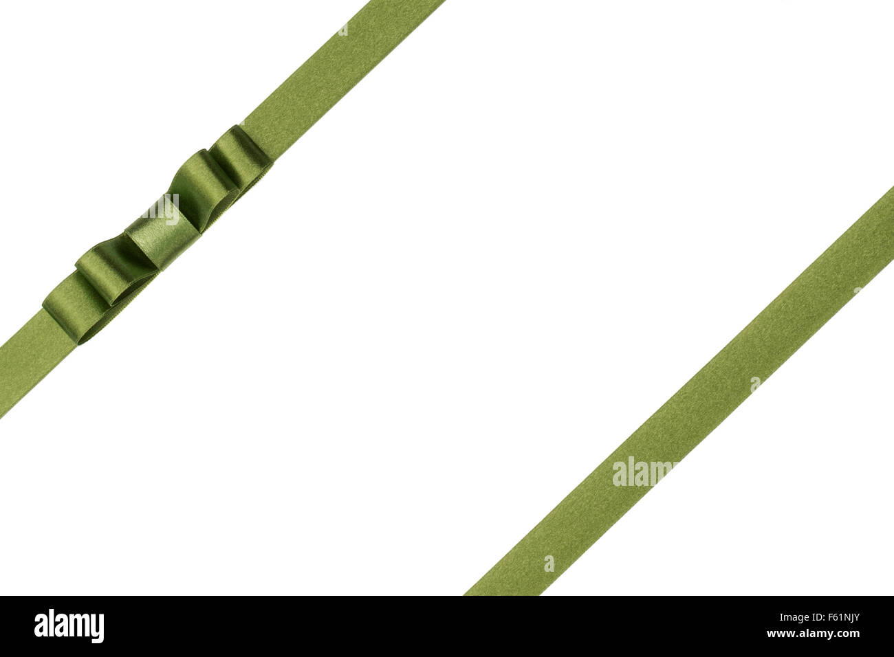 Festive green gift ribbon and bow isolated on white background Stock ...