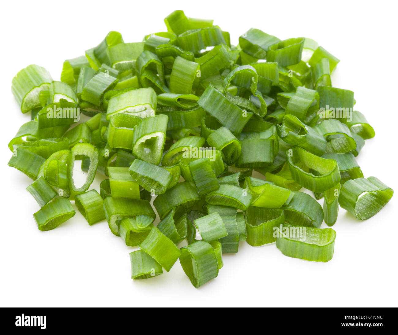 chopped spring onion or scallion isolated on white background cutout ...