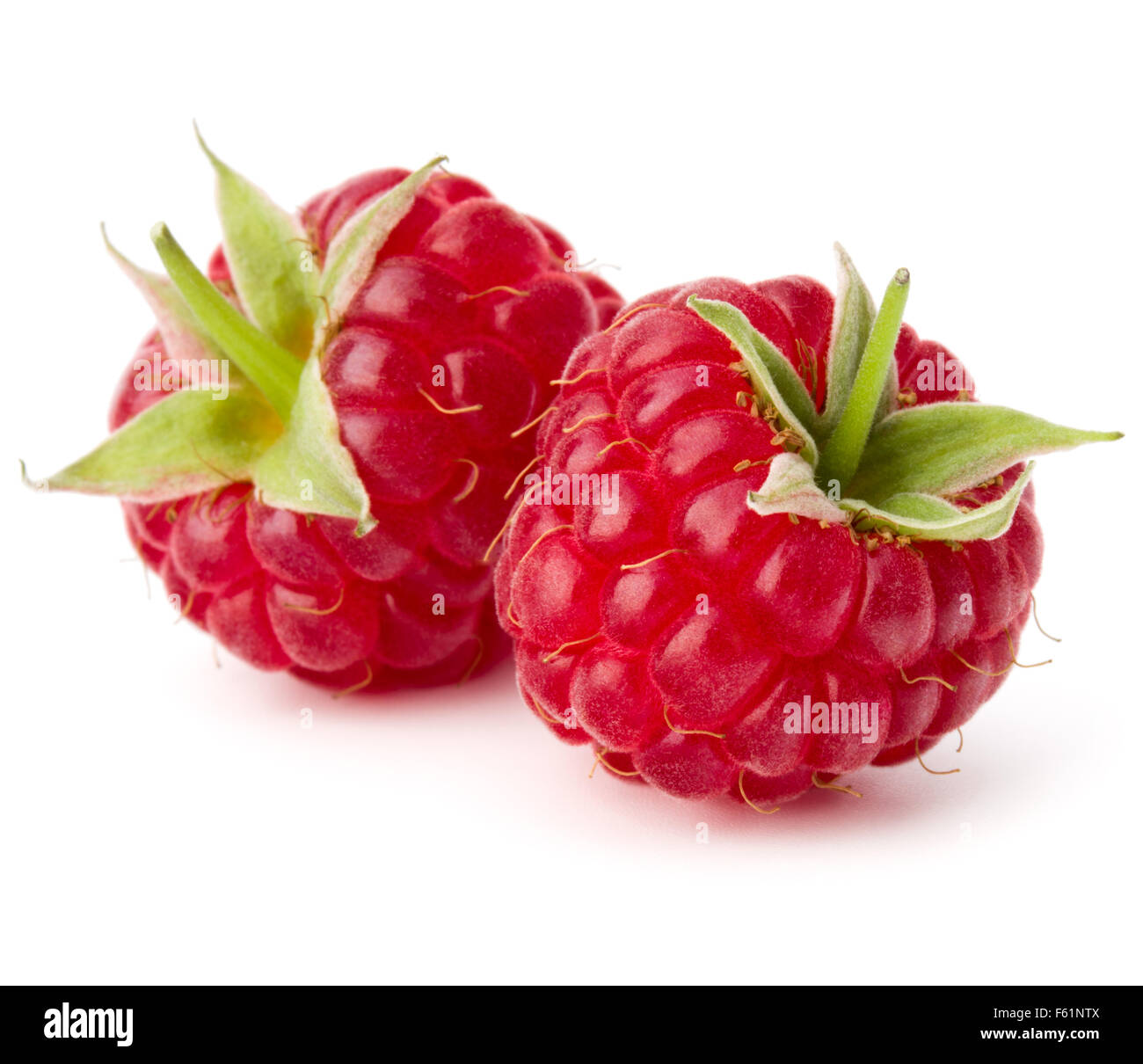 ripe raspberries isolated on white background close up Stock Photo - Alamy