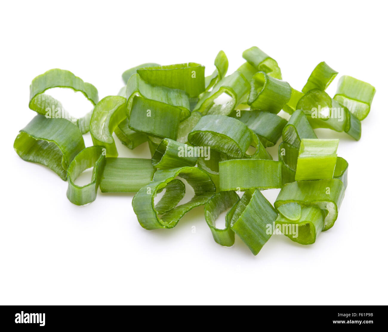 chopped spring onion or scallion isolated on white background cutout ...