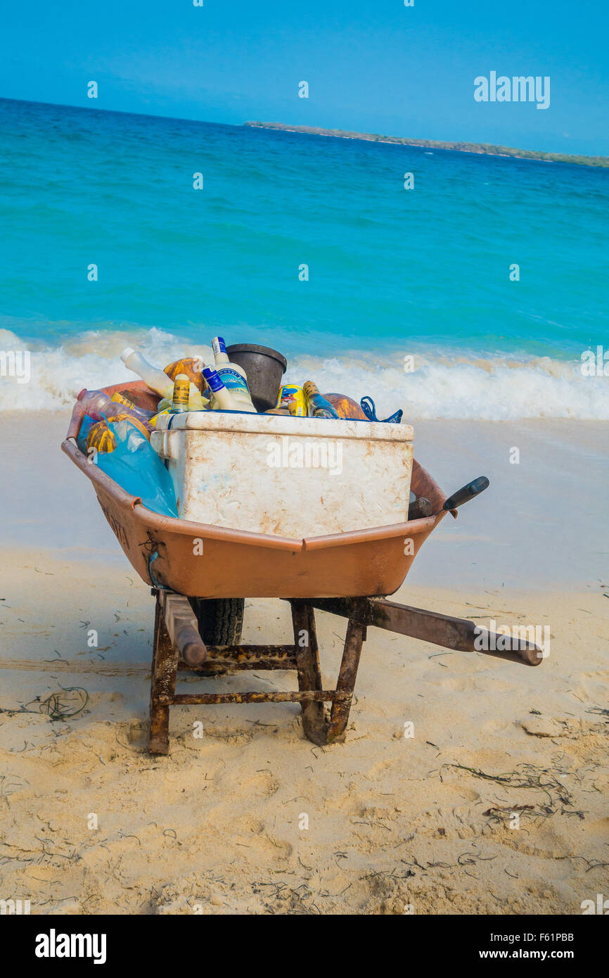 Wheelbarrow belonging to beach vendor in beautiful Playa Blanca or ...